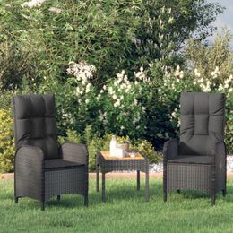 MAISONCHIC 2 Stk.Gartenstühle Relax-Sessel,Gartenmöbel Poly Rattan Schwarz -81211
