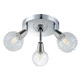 etc-shop Deckenleuchte Chrom klar Esszimmer Designlampe Spotrondell alu Kugelgeflecht Deckenlampe Wohnzimmer, bewegliche Spots, 3x E14 led 3W 300lm, 18 cm