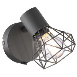 etc-shop Wandleuchte Wandspot Lampe Flurleuchte Schlafzimmerlampe Gitter-Design Grau