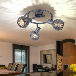 Globo Deckenleuchte Deckenleuchte Spotleuchte Wohnzimmerleuchte Esszimmerlampe, Metall grau Antik, 3 Flammig Spots beweglich, E14, d 26 cm