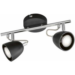 etc-shop Deckenleuchte Metall schwarz Deckenstrahler 2flammig Deckenlampe zwei Strahler, schwenkbar, chrom, 2x led 4W 320Lm warmweiß, LxBxH 30x10x16 cm