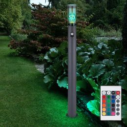 Globo LED Wegeleuchte mit Bewegungsmelder Außenstehlampe dimmbar mit Fernbedienung Pollerleuchte außen Gartenlampen anthrazit , RGB Farbwechsel, rauch 8,5W