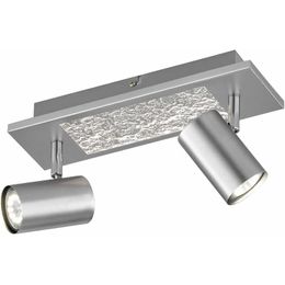 etc-shop Deckenlampe schwenkbar Deckenleuchte Spots silber 2-flammig, Metall chrom, 1x led 4,5W 190Lm warmweiß 2x GU10, LxBxH 33,5x9x17 cm