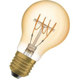 Osram Vintage 1906 LED-Lampe mit Gold-Tönung, 4,8W, 400lm, Glühlampenform (Classic a) mit E27-Sockel, warmweiße Lichtfarbe, spiralförmiges Filament,