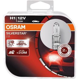 Osram 2x Glühlampe H1 55W 12V SilverStar 2.0 DuoBox