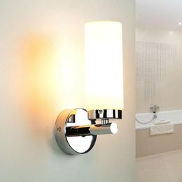Licht-Erlebnisse Badlampe Wand Spiegel Glas Metall in Chrom Weiß elegant Modern E14 Wandlampe Badezimmer - Chrom, Weiß