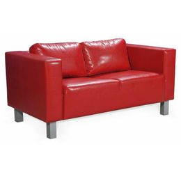 Sofa Designersofa mailand 2-Sitzer in Kunstleder Rot
