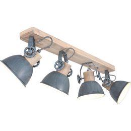 etc-shop Retro Decken Lampe Filament verstellbar Wohn Zimmer Holz Spot Leuchte grau im Set inkl. LED Leuchtmittel