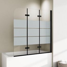Boromal - Badewannenaufsatz 130x140 cm Schwarz Duschwand für Badewanne Faltbar Gestreift 3-teilig Duschtrennwand Duschabtrennung mit 6mm esg