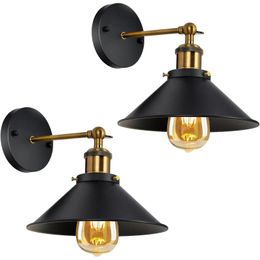 Satz von 2 Industriellen Wandleuchten, Vintage Wandlampen mit 180° Drehung, E27 Metall-Leuchte, für Schlafzimmer Küche Restaurant, 22cm (ohne