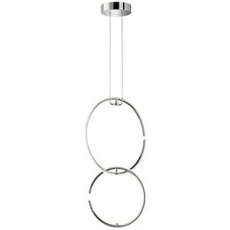 Pendellampe LED Hängeleuchte Esstischlampe Deckenlampe Wohnzimmer, Ring Design chrom, 17W 1650lm 4000K, LxBxH 45x21x230 cm Wofi 6989.02.01.0500