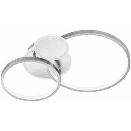 Deckenleuchte led Ring dimmbar Deckenlampe Ringe silber dimmbare Deckenleuchte Wohnzimmer, 3 Stufen, 32,5W 2100Lm warmweiß, LxBxH 54x38x9 cm Wofi