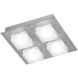 Wofi Deckenleuchte led 4 Flammig Wohnzimmerlampe Decke Modern Deckenlampe Glas weiß, quadratisch, 4x led 3W 240Lm warmweiß, LxBxH 26 x 26 x 6,5 cm