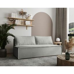 Sofa Designersofa emma 3-Sitzer mit Schlaffunktion in Stoff Zoom Grau