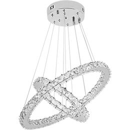 Uisebrt - 48W led Pendelleuchte Hängeleuchte Kristall - Moderne Kreative Höhenverstellbar Kronleuchter Hängelampe Deckenlampe Zwei Ringe Esszimmer