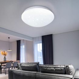 V-TAC Deckenlampe led Deckenleuchte Wohnzimmerlampe weiß mit Sterneneffekt in runder Form, Metall Kunststoff, 12W 840lm 3000K, DxH 26x9,2 cm