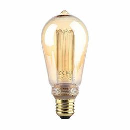 V-TAC Leuchtmittel Filament Glühbirne 4 Watt Vintage led Lampe warmweiß Glas Kugel amber, E27 Fassung 200 Lumen 1800 Kelvin, DxH 6,4x14,2 cm
