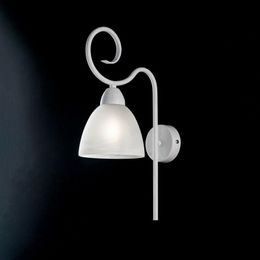 Iperbriko - Schäbiger weißer Eisenapplikationen weißer Glaslampenschirm ein Licht 22x h38 cm