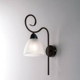 Iperbriko - Rust Black Eisen Wandleuchte Alabaster White Glasschirm ein Licht 22x h38 cm