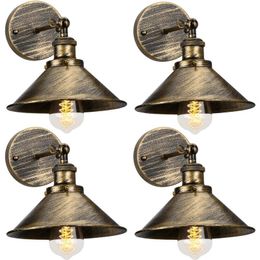 4er Wandleuchte, Vintage Industrielle Wandlampe aus Metall mit Ø22cm Lampenschirm für Schlafzimmer Wohnzimmer Esszimmer (Bronze)
