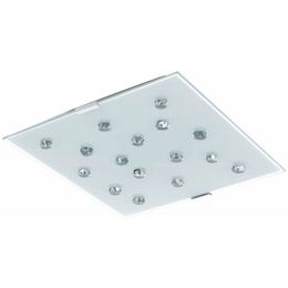 Led Deckenlampe weiß Küchenleuchte Flurlampe Glas satiniert, Glassteine klar, 12W 1020lm warmweiß, LxH 29 x 7,5 cm Eglo 93417