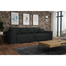 Big Sofa Couchgarnitur reggio Megasofa mit Schlaffunktion Stoff Poso Schwarz