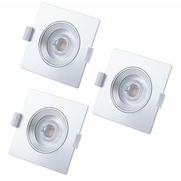 Briloner Einbaustrahler Deckenlampe Badezimmer Einbauspot LED in silber, Metall quadratisch, IP23, LED 5W 350lm warmweiß, LxBxH 9x9x4,3 cm, 3er Set