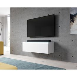 Furnix - tv Lowboard bargo Schrank modern Design 100 cm ohne led Weiß -Glanz Weiß - Weiß