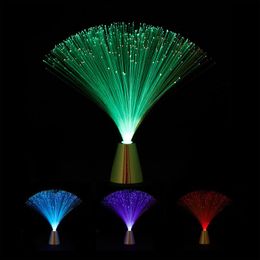 Glasfaserlampe, fließender Farbwechsel, led Retrolampe, Stimmungslicht, Effektleuchte Fiberglas, 33 cm, bunt - Relaxdays