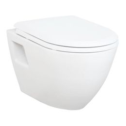 Creavit - Design Hänge Wand-WC Soft Close WC-Sitz Toilette Kloschüssel Klobrille Badezimmer - Weiß