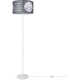 Paco Home Stehlampe Kinderlampe Kinderzimmer Stehleuchte Lampenschirm Sterne Mond Design 1 (Ø38 cm), Stehleuchte Einbein - Weiß