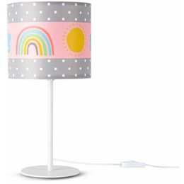 Paco Home Nachttischlampe Kinderzimmer Tischleuchte Bunt Wandlampe Kinderzimmer Regenbogen Tischleuchte - Weiß, Design 4 (Ø18 cm)