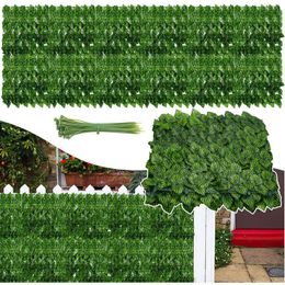 VINGO - Sichtschutzhecke Windschutz 1x3M Efeu Sichtschutz Balkonverkleidung Blätterzaun,Wassermelonenblätter - Grün