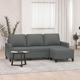 3-Sitzer-Sofa,Sofas gerade mit Hocker Dunkelgrau 180 cm Stoff vidaXL