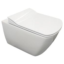 Design RimOff Hänge wc mit Taharet Edelstahl-Düse (Bidet) Weiß - Weiß - Creavit