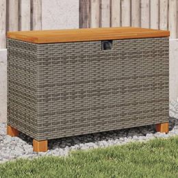 Gartentruhe Grau 80x40x48 cm Poly Rattan Akazienholz vidaXL88389