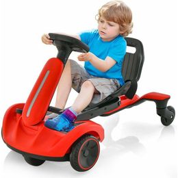 Kinder Driftkart, Gokart mit 2-Fach verstellbarem Sitz & Driftfunktion bis 4,8 km/h, Elektroauto mit Sicherheitsgurt, Hupe & Motorengeräuschen für