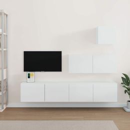 MAISONCHIC - 4-tlg. TV-Schrank-Set, TV-Lowboard, tv Möbel, Fernsehschrank Moderner Stil Hochglanz-Weiß Holzwerkstoff NMKS98667