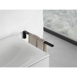 KEUCO Handtuchhalter edition 11 Black Selection aus Metall, schwarz-matt, einarmig, starr, 45cm tief, für Badezimmer und Gäste-Toilette, Wandmontage,