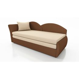 Fun Moebel - Sofa Schlafsofa inklusive Bettkasten alina / r- Stoff Alova Braun / Creme