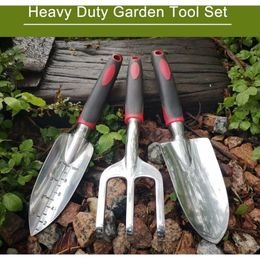 Gartengeräte, dreiteilige robuste Gartengeräte aus Aluminiumguss mit gummiertem Anti-Rutsch-Griff, langlebige Garten-Handwerkzeuge Gartengeschenke