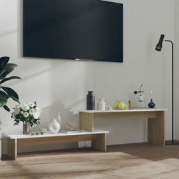 MAISONCHIC TV-Lowboard für Wohnzimmer tv Schrank TV-Möbel Sonoma-Eiche Weiß 180x30x43 cm Holzwerkstoff DE45322