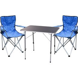 Mojawo 3-teiliges Campingmöbel Set Tisch schwarz 2 x Stuhl Blau-X35000300+2xMSP1001