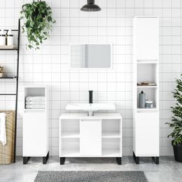 Prolenta Premium Badschrank Hochglanz-Weiß 80x33x60 cm - Weiß