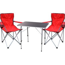 Mojawo 3-teiliges Campingmöbel Set Tisch schwarz 2 x Stuhl Rot-X35000300+2xMSP1002