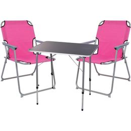 Mojawo 3-teiliges Campingmöbel Set Tisch schwarz 2 x Stuhl Pink-X35000300+2xMPO2600PI