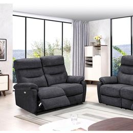 Iperbriko - Gemütliches 2-Sitzer-Sofa mit 2 elektrischen Liegefunktionen, dunkelgrau, 145 cm x 92 cm x 109 cm