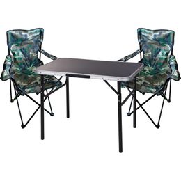Mojawo 3-teiliges Campingmöbel Set Tisch schwarz 2 x Stuhl Camouflage-X35000310+2xMPO2469