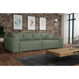 Big Sofa Couchgarnitur reggio Megasofa mit Schlaffunktion Stoff Poso Grün