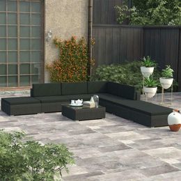 8-tlg. Garten-Lounge-Set,Gartenmöbel-Set mit Auflagen Poly Rattan Schwarz vidaXL